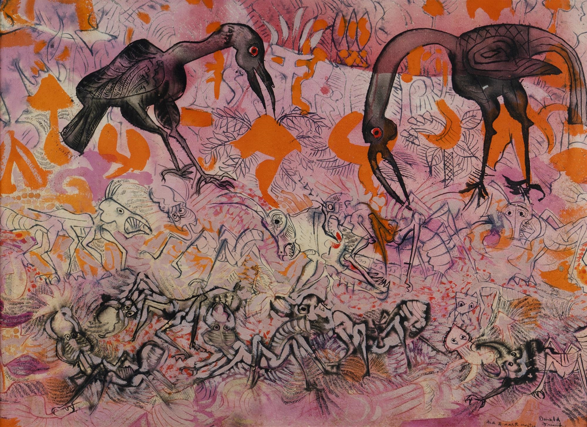 Donald Friend | GODS VISIT THE SELF PORTRAITIST (FLORA, AMOR, BACCHUS ...