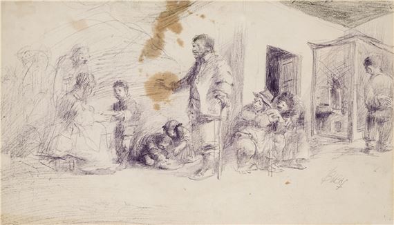 Juan Barba | Figures sitting on the street | MutualArt