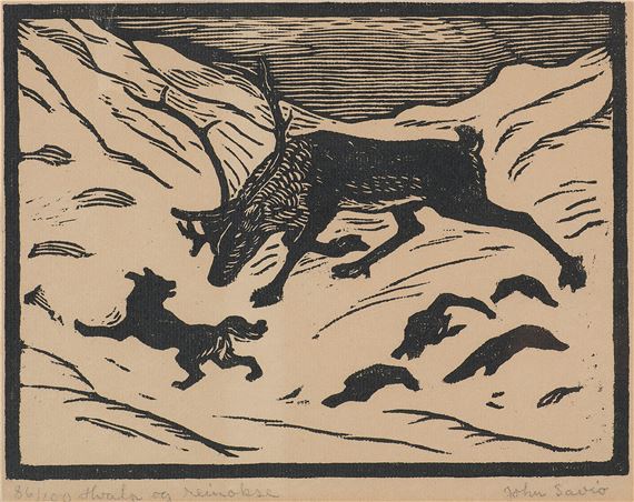 John Andreas Savio | Hvalp og reinokse | MutualArt