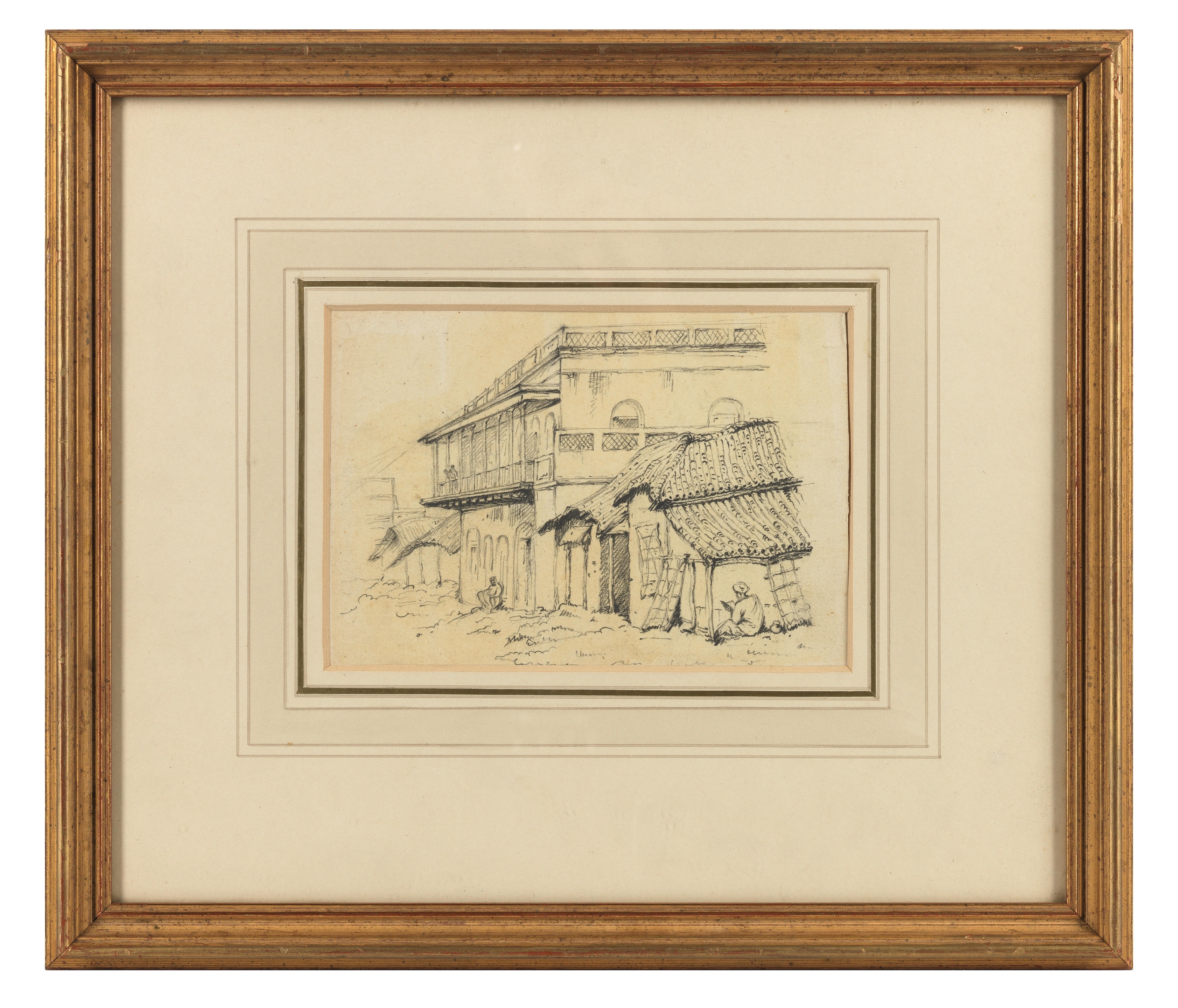George Chinnery | A sketch of Indian buildings and figures | MutualArt