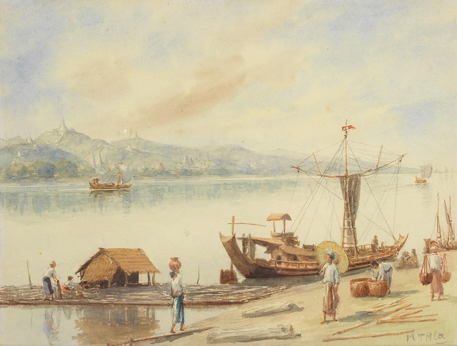 Mg Tun Hla | Two views in Burma: The Platform of Shwedagon Pagoda, Rangoon; and Sagaing Hills ...