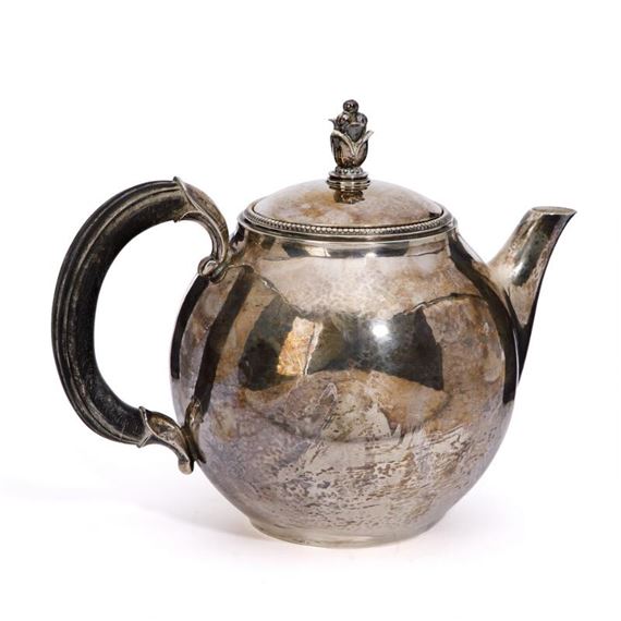 Harald Nielsen | A round sterling silver teapot with hammered surface ...