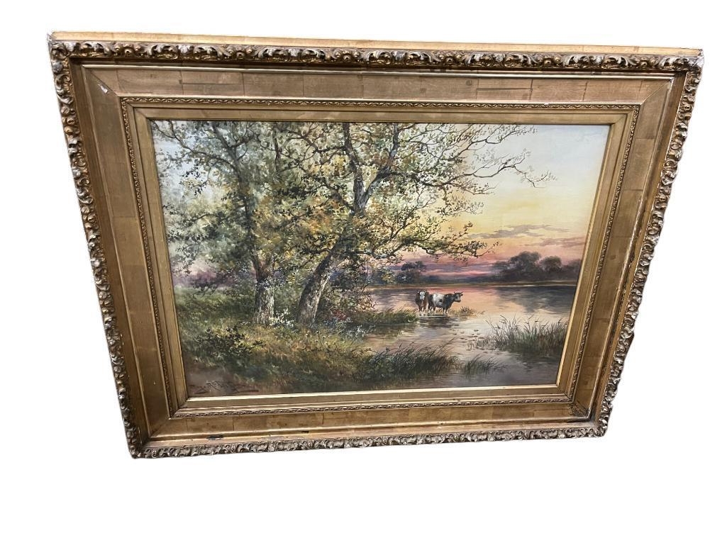 Hugo Anton Fisher | Cows in a stream | MutualArt