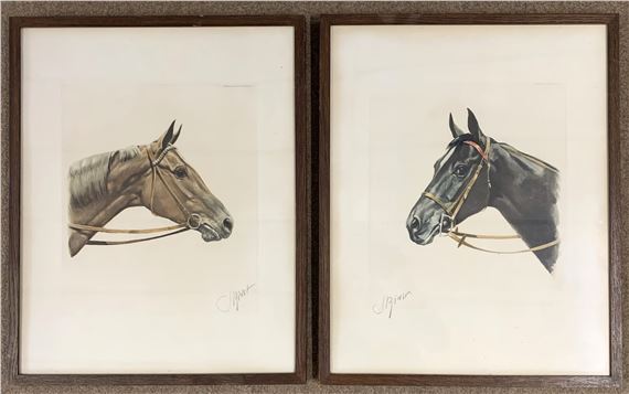 J. Rivet | A pair of horse head portraits | MutualArt