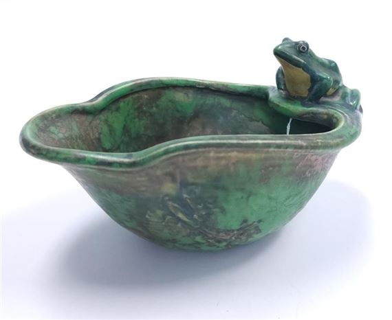 Weller Pottery | Weller Pottery Coppertone bowl with frog figural ...
