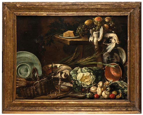 Giuseppe Recco | A still life of watermelon on a silver charger ...