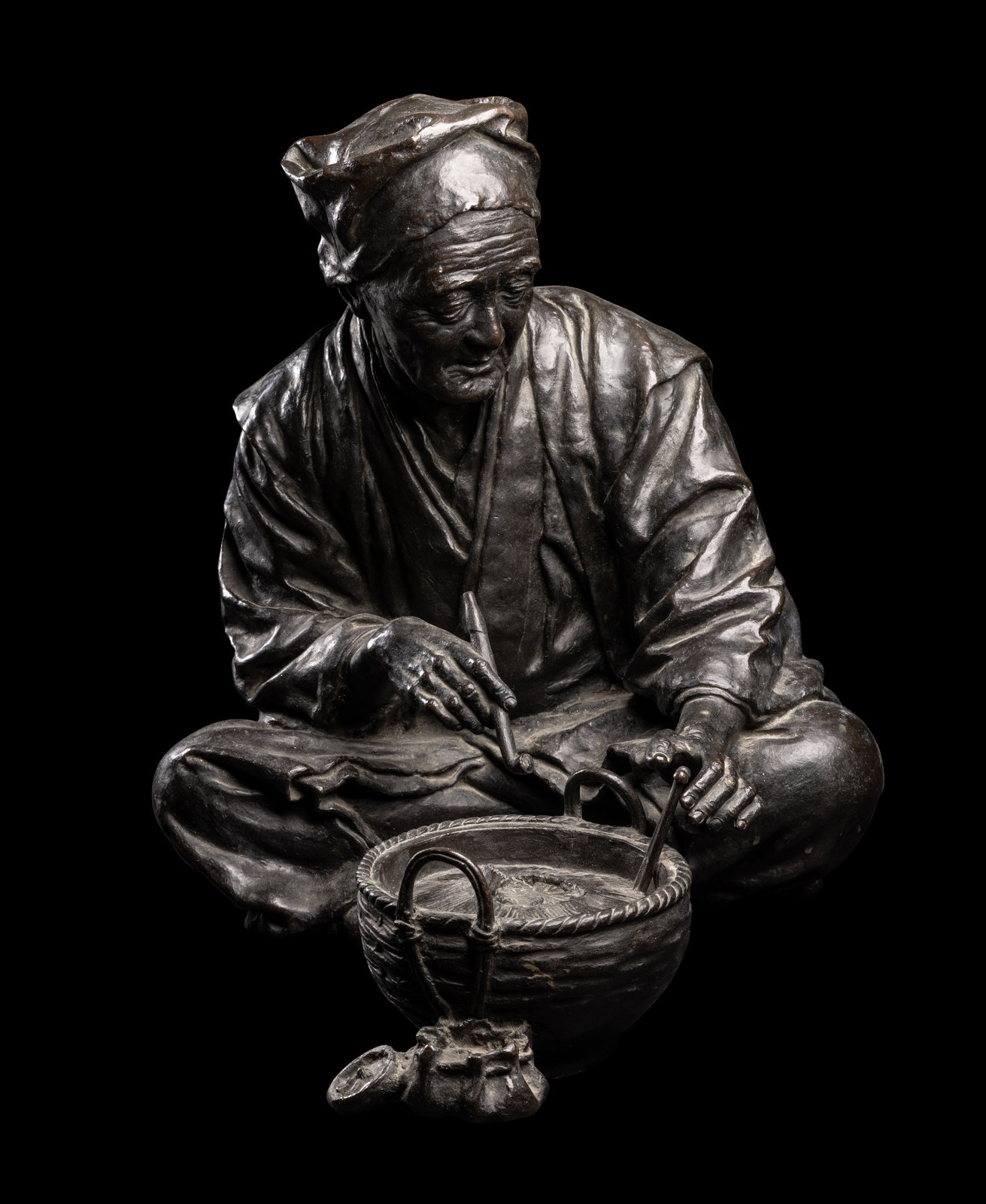 Japanese School, 20th Century | A Japanese Bronze Figure of an Elderly ...