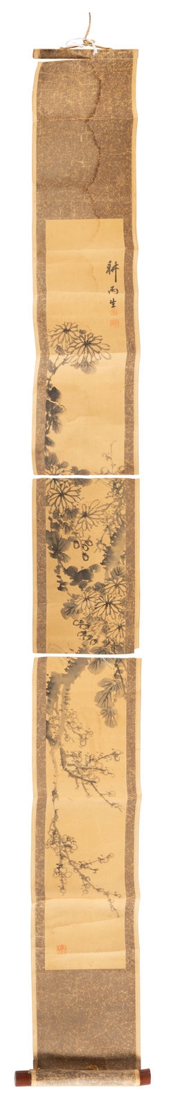 Japanese School | A Japanese Scroll Painting Depicting Chrysanthemums ...