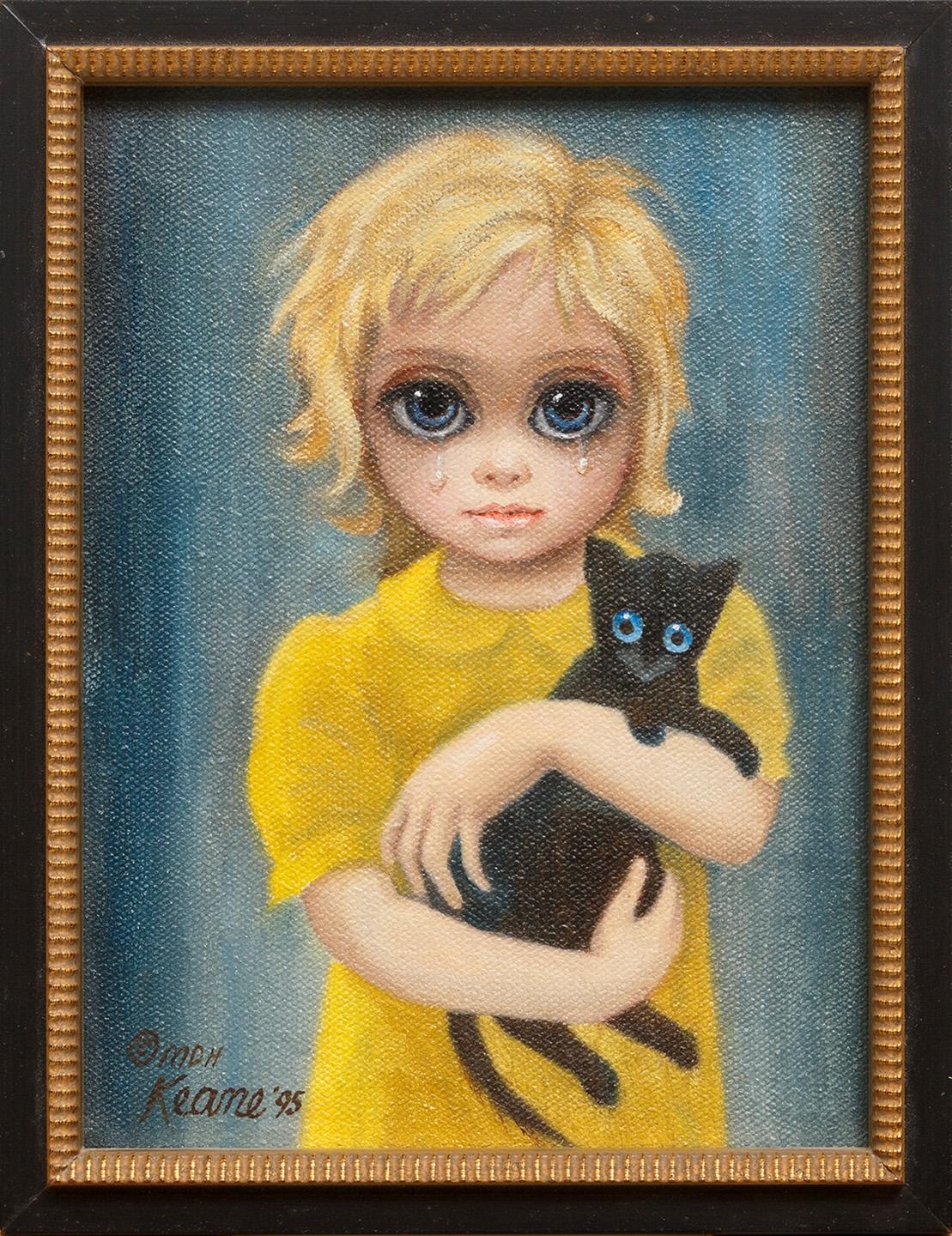 Margaret Keane | Crying Girl with Black Cat (1995) | MutualArt