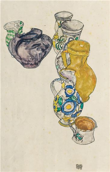 Egon Schiele | Stillleben mit Krügen (1968) | MutualArt