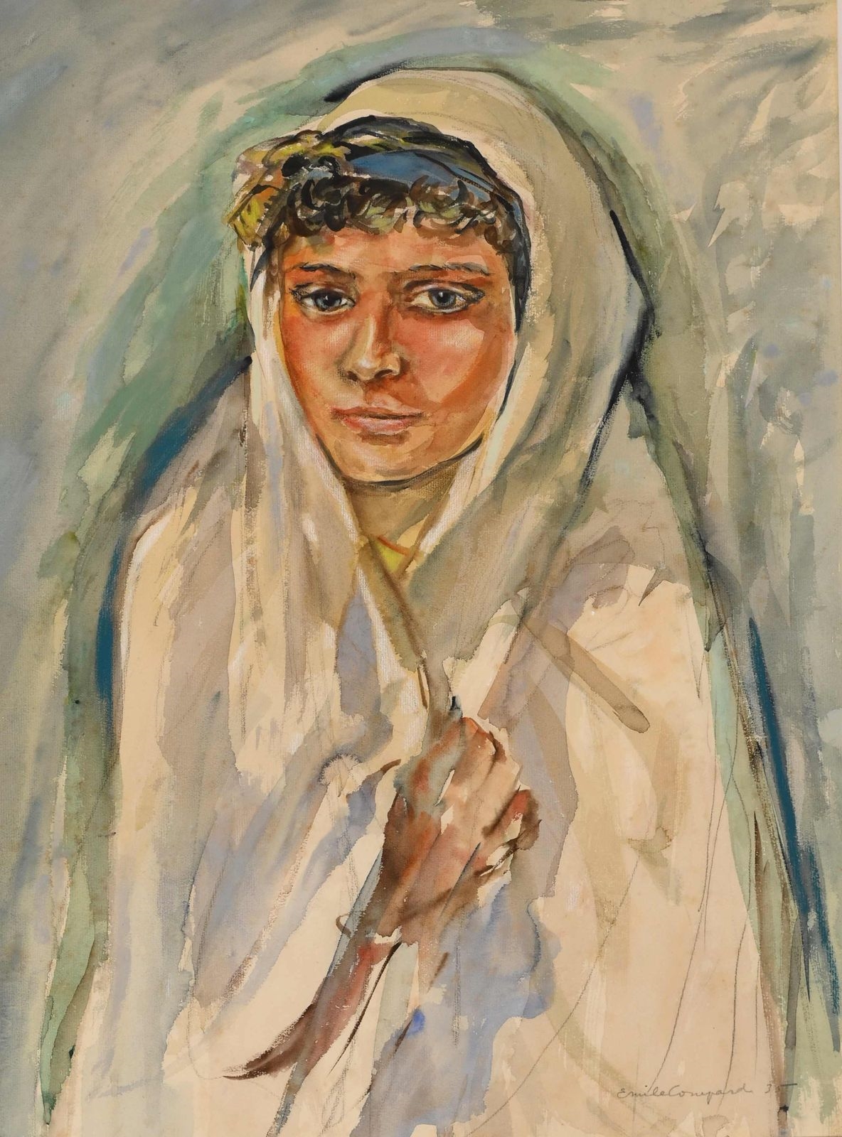 Émile François Jacques Compard | Jeune femme au châle | MutualArt