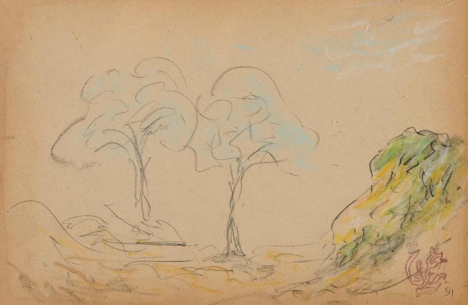 Claude Emile Schuffenecker | Paysage aux deux grands arbres | MutualArt