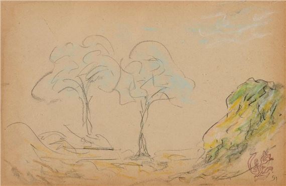 Claude Emile Schuffenecker | Paysage aux deux grands arbres | MutualArt