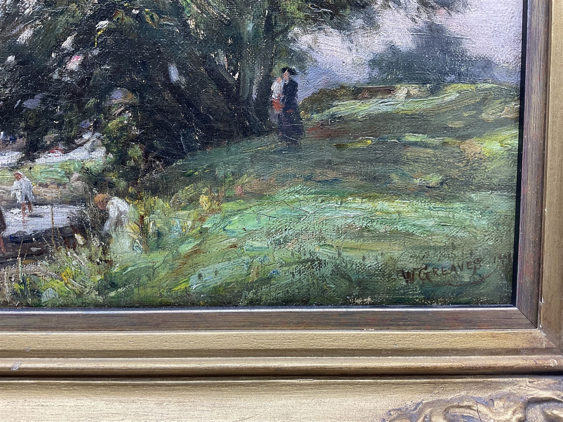 William Greaves | Children Playing in the River Wharfe (1910) | MutualArt
