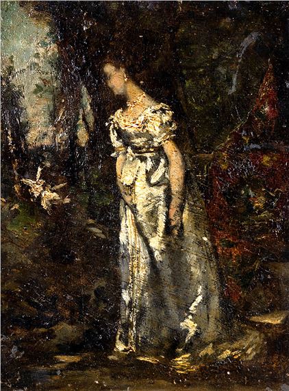 Adolphe Joseph Thomas Monticelli | Portrait of a Lady in a White Dress ...