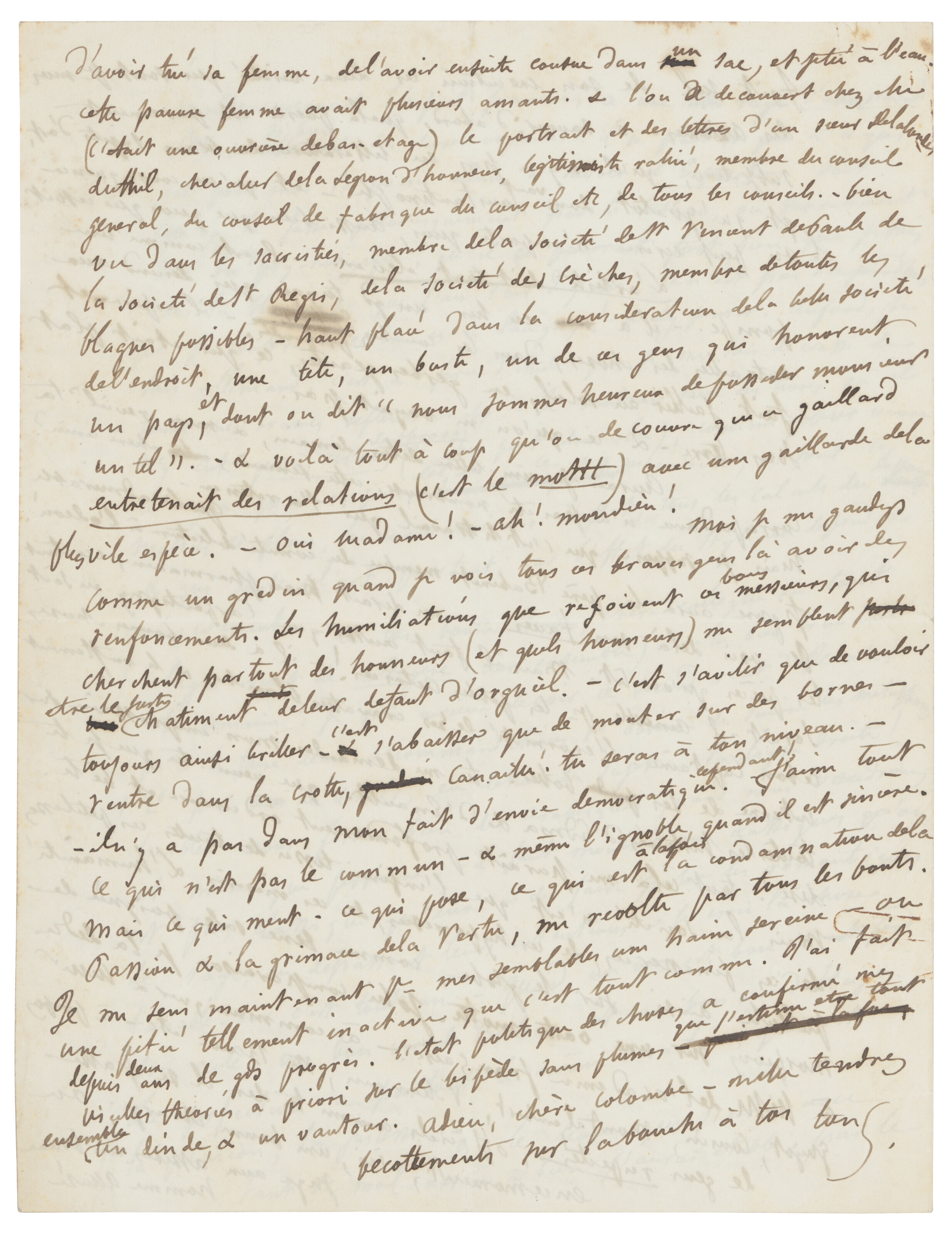 Gustave Flaubert | Autograph letter signed (with initial 'G.') to ...
