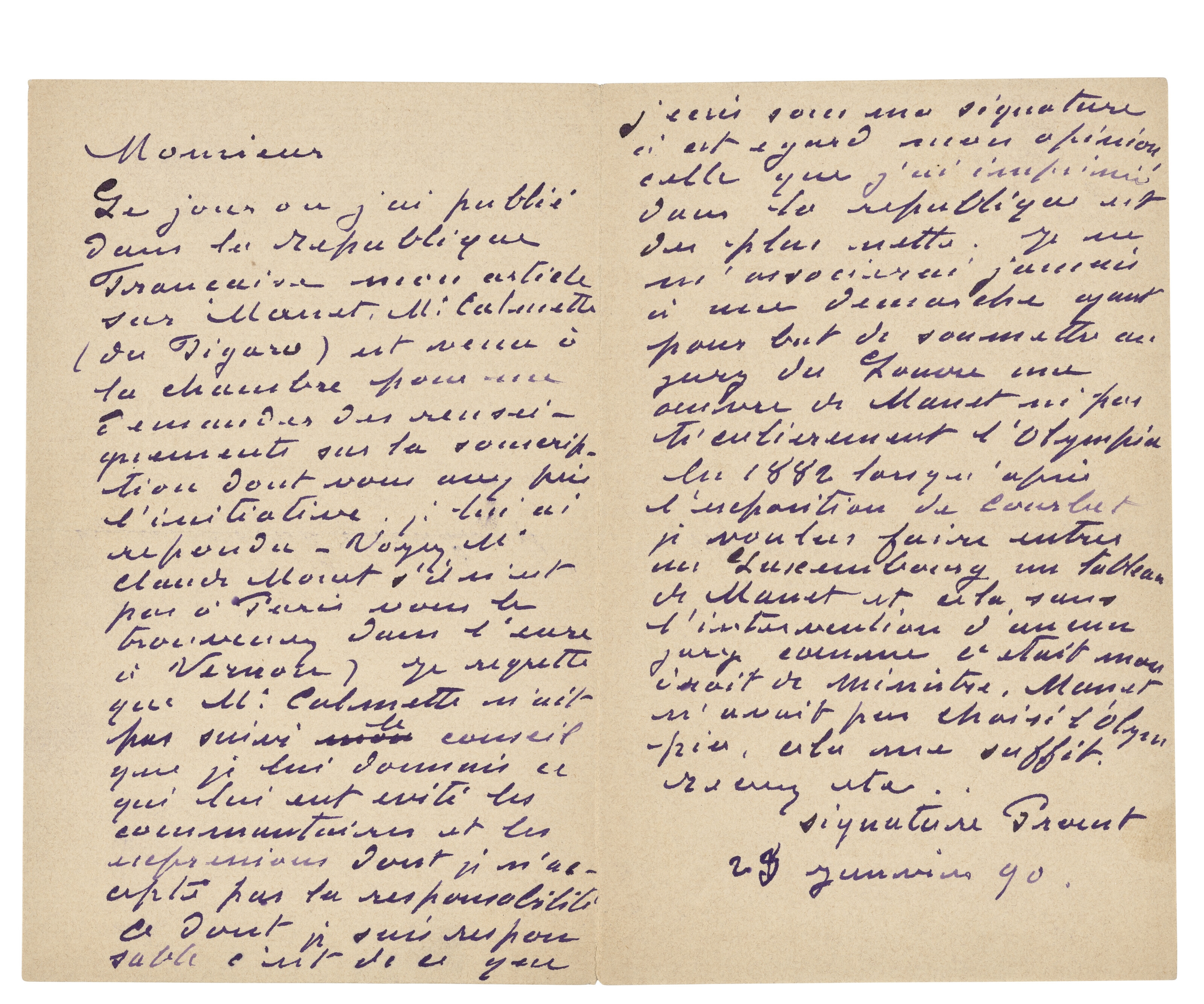 Claude Monet | Autograph letter signed ('Claude Monet') to [Gustave ...