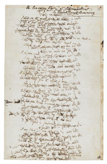 Elizabeth Barrett Browning | Autograph poetry manuscript signed, ‘The ...