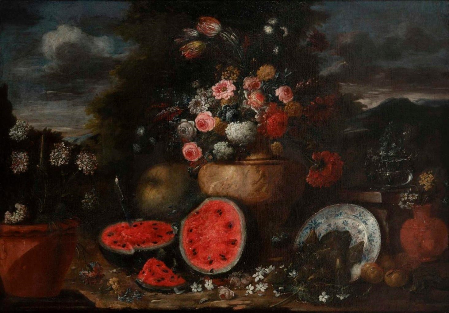 Franz Werner von Tamm | Still life with watermelon, figs, and other ...