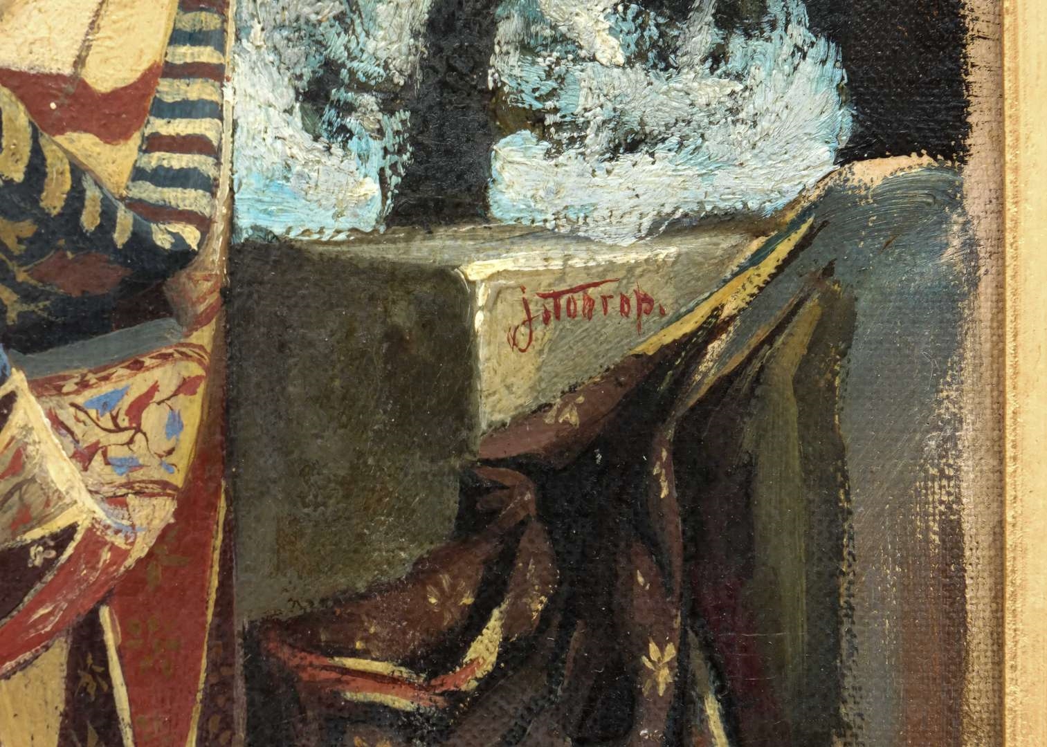 Jan Toorop | A young boy admires a batik sarong (Circa 1880) | MutualArt