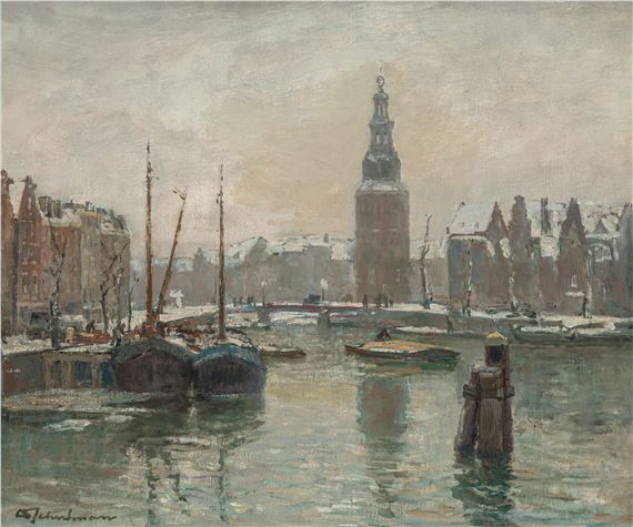 David Schulman | Gezicht op de Montelbaanstoren Amsterdam | MutualArt