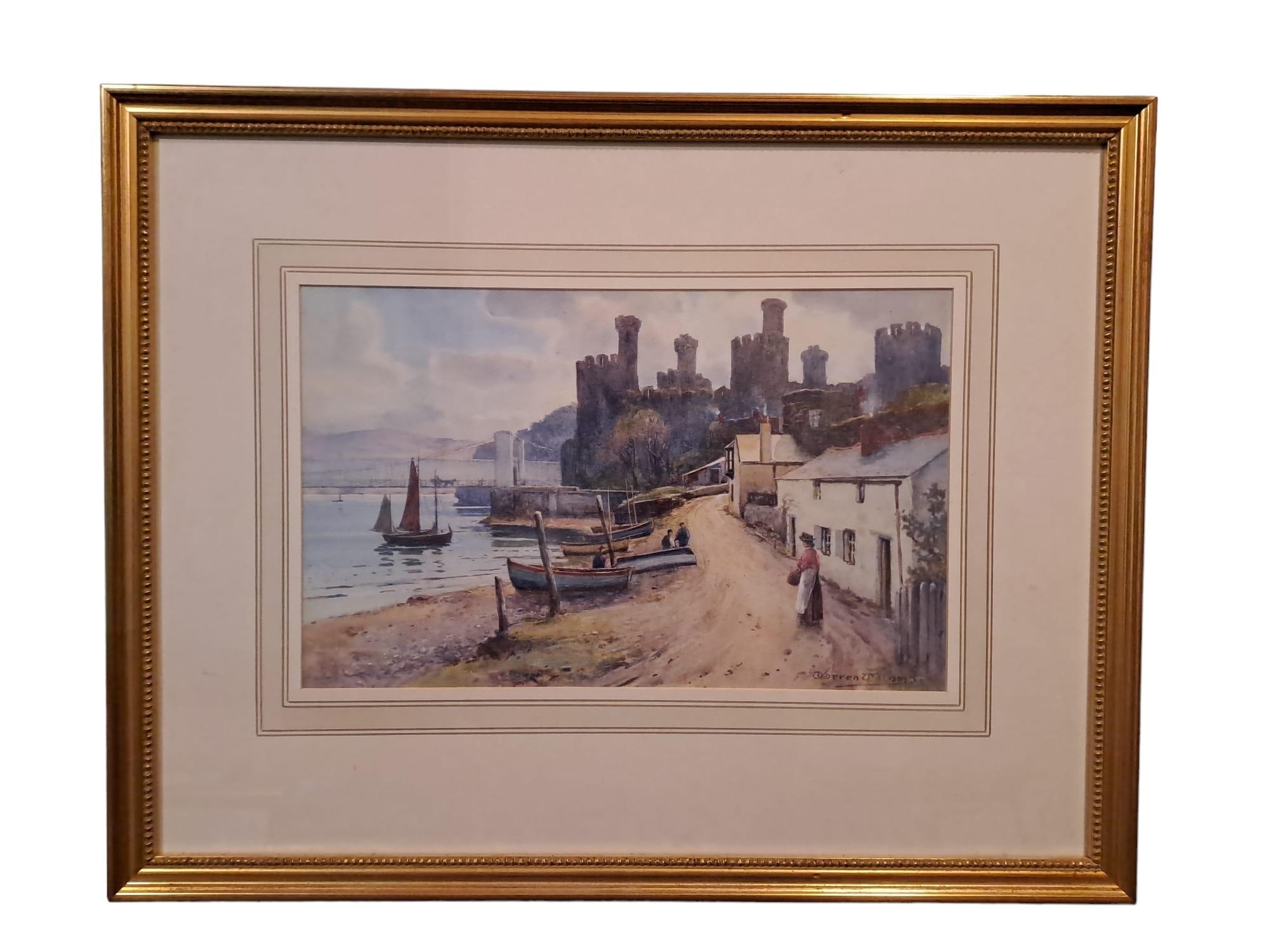 Warren Williams | Harbour Scene with Village and Figures (1974) | MutualArt