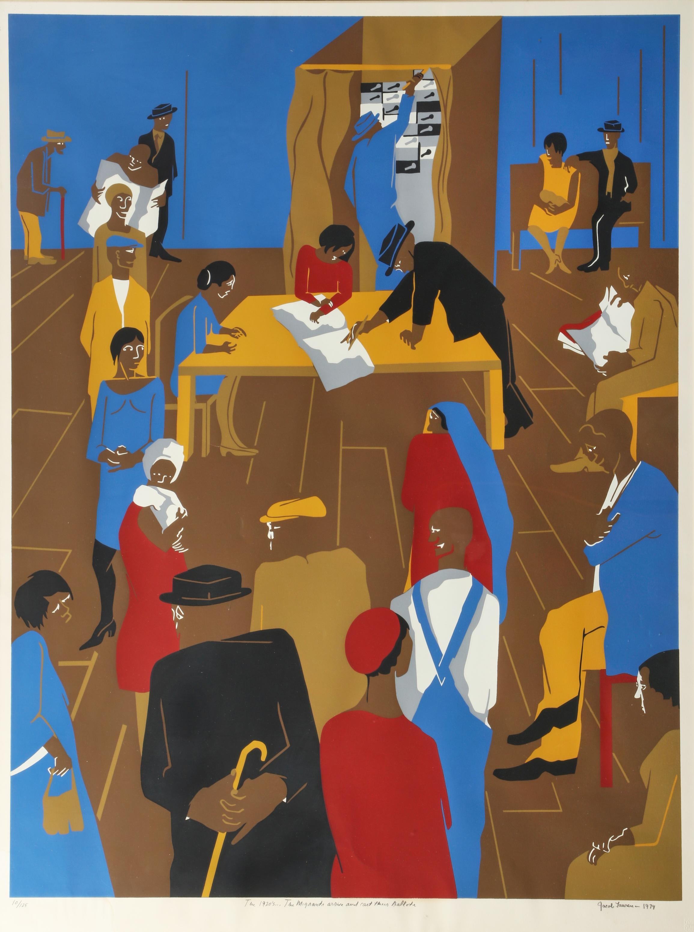 Jacob Lawrence | The 1920s…The Migrants arrive and cast their ballots ...