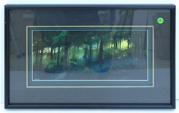 Orval Reeves | Orval Reeves ''Forest Scene'' Watercolor Framed 13''x21 ...