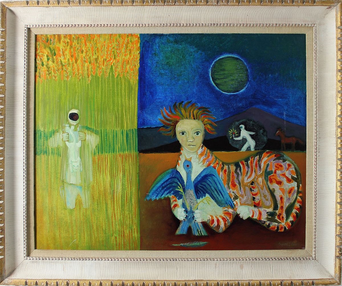 Gerard Dillon | Girl with Bird | MutualArt