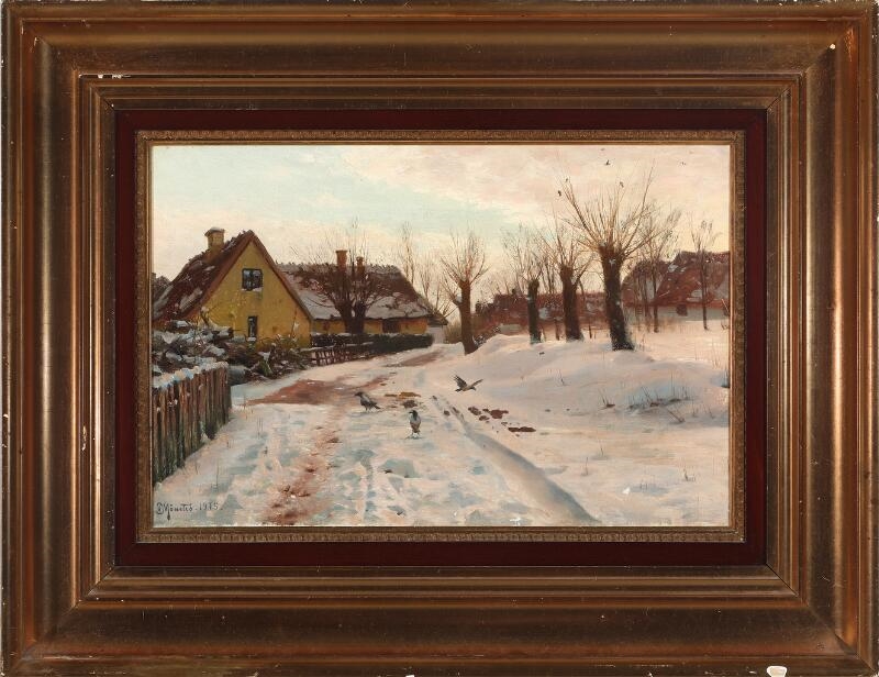 Peder Mork Monsted | Winter scene from Værløse (1915) | MutualArt