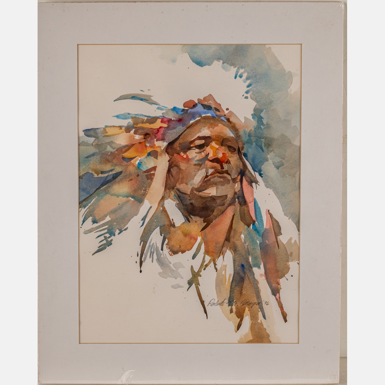 Robert M. Moyer | Portrait of Native American Chief (1996) | MutualArt