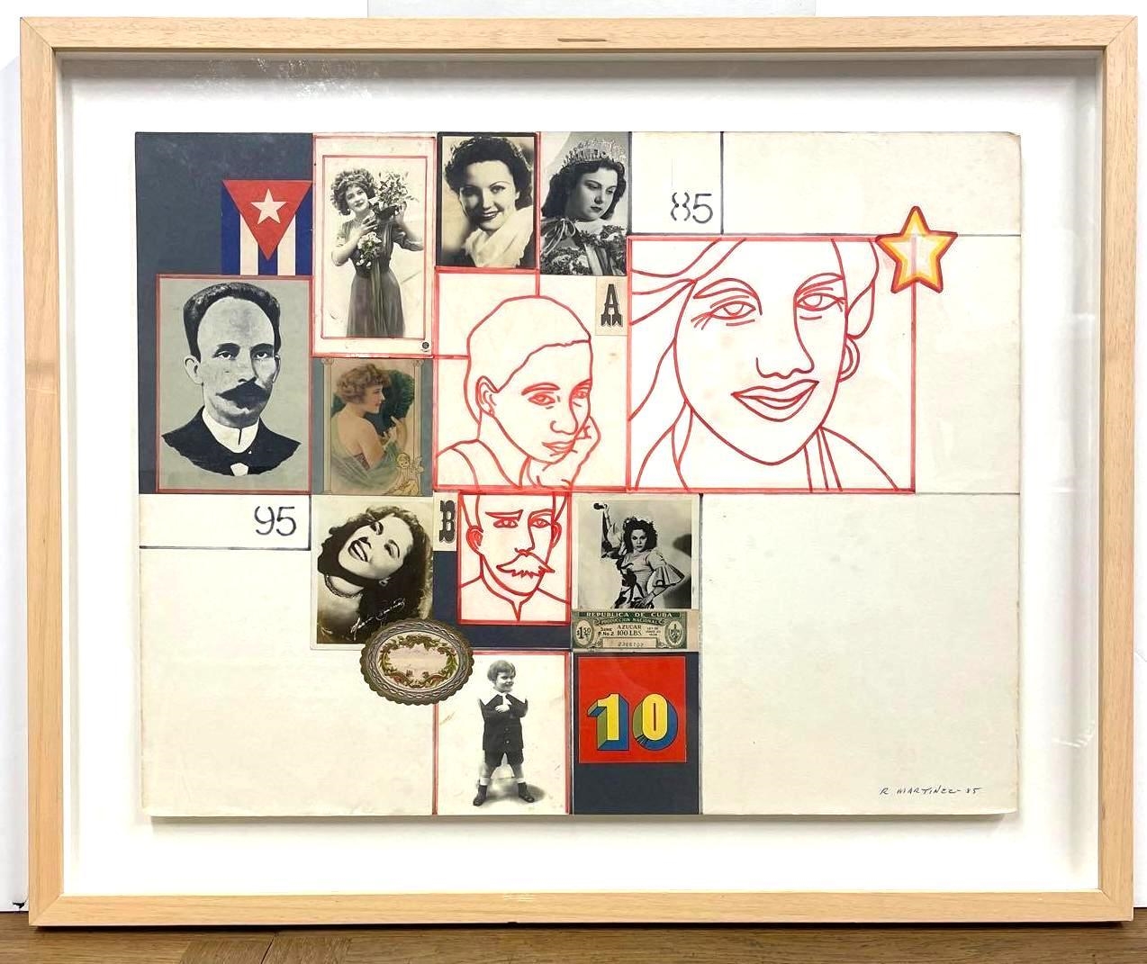 Raúl Martínez | Mixed Media Collage signed Raul Martinez (1959) | MutualArt
