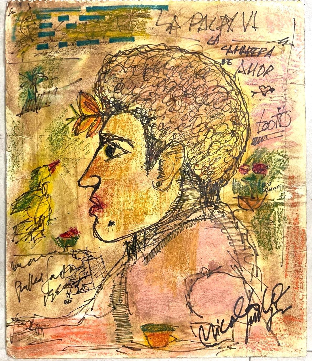 Guillén Landrián | Mixed Media on paper with PVC signed Nicolas Guillen ...