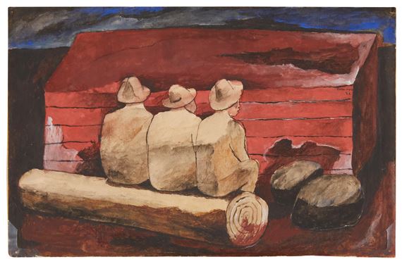 Rufino Tamayo | Three figures on a log (1932) | MutualArt