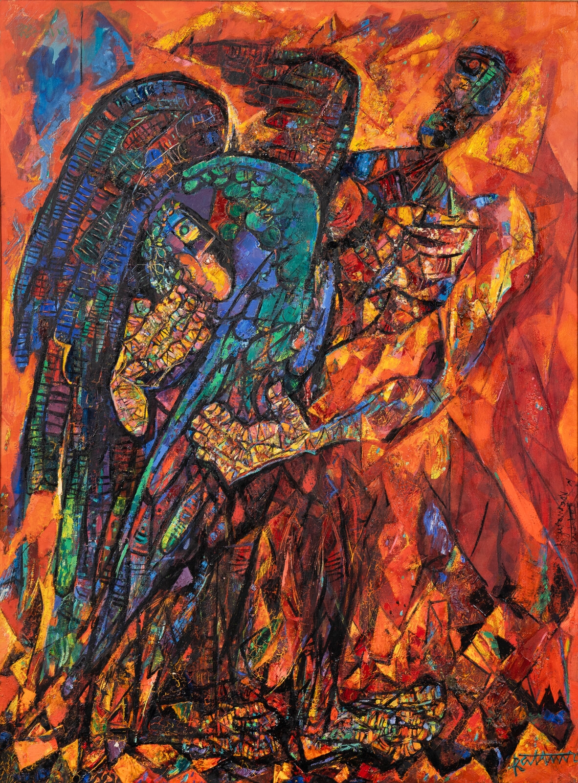 Abraham Rattner | Figure with Wings and Mask (1950) | MutualArt