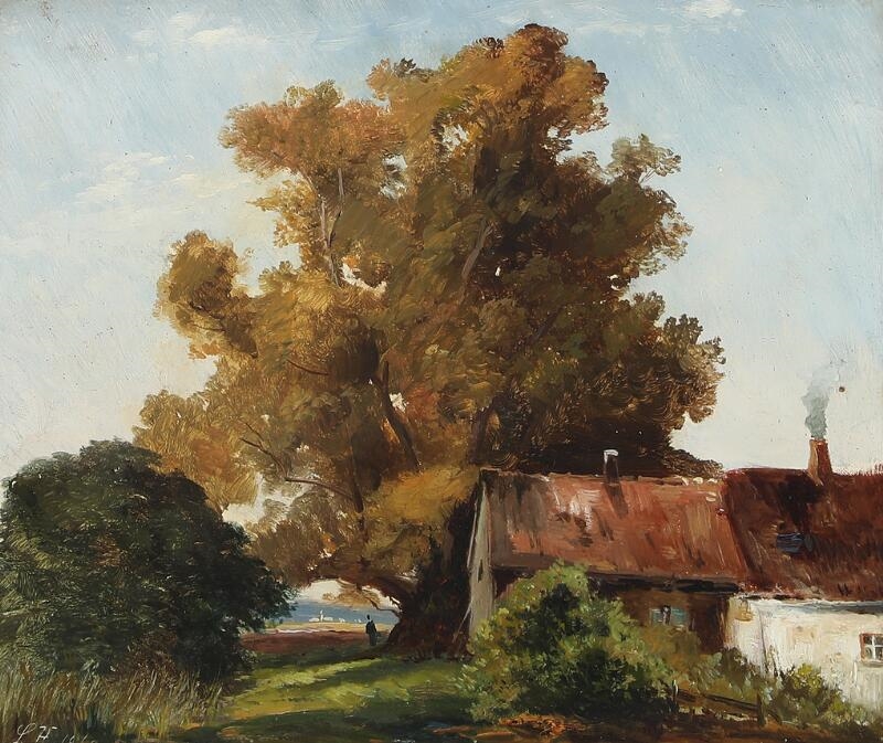 Ludwig Hartmann | Landscape with a farmhouse (1860) | MutualArt
