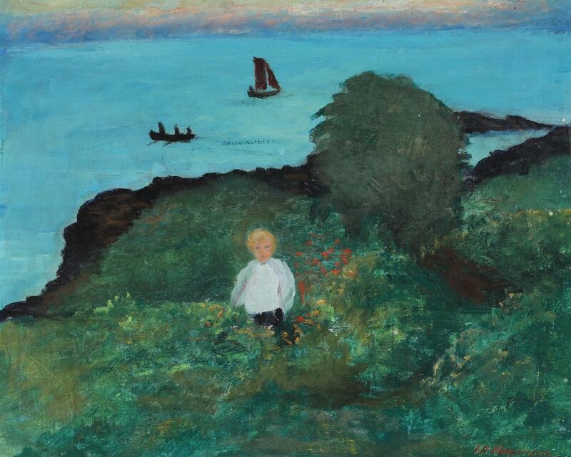 Hans Peter Haagensen | Summer landscape from Bornholm with a boy ...