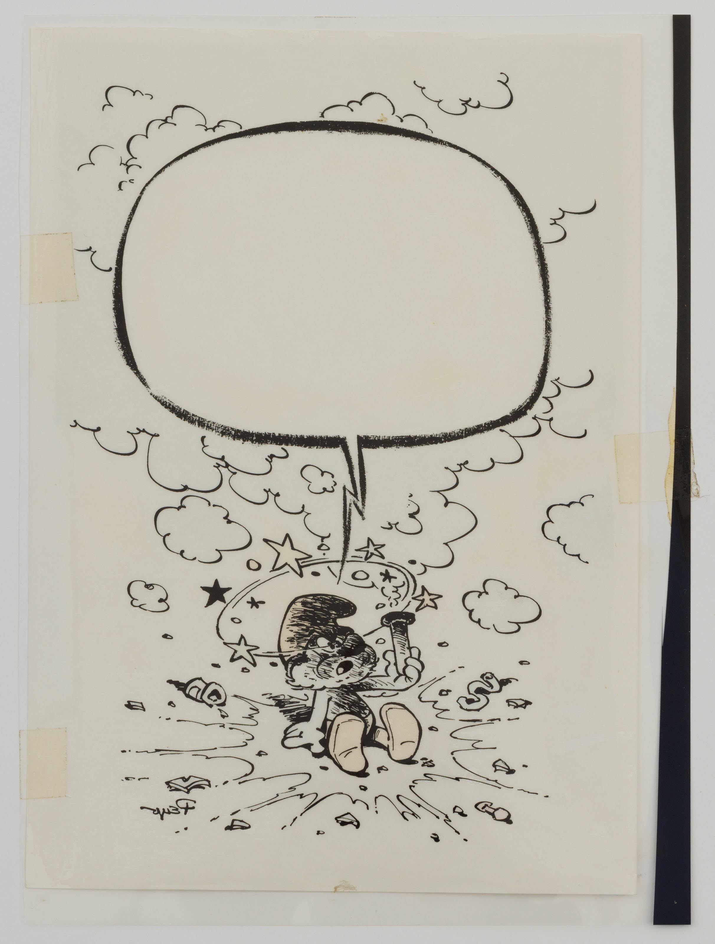 Peyo | Originele tekening van de Smurfen, voor een publicitaire actie ...