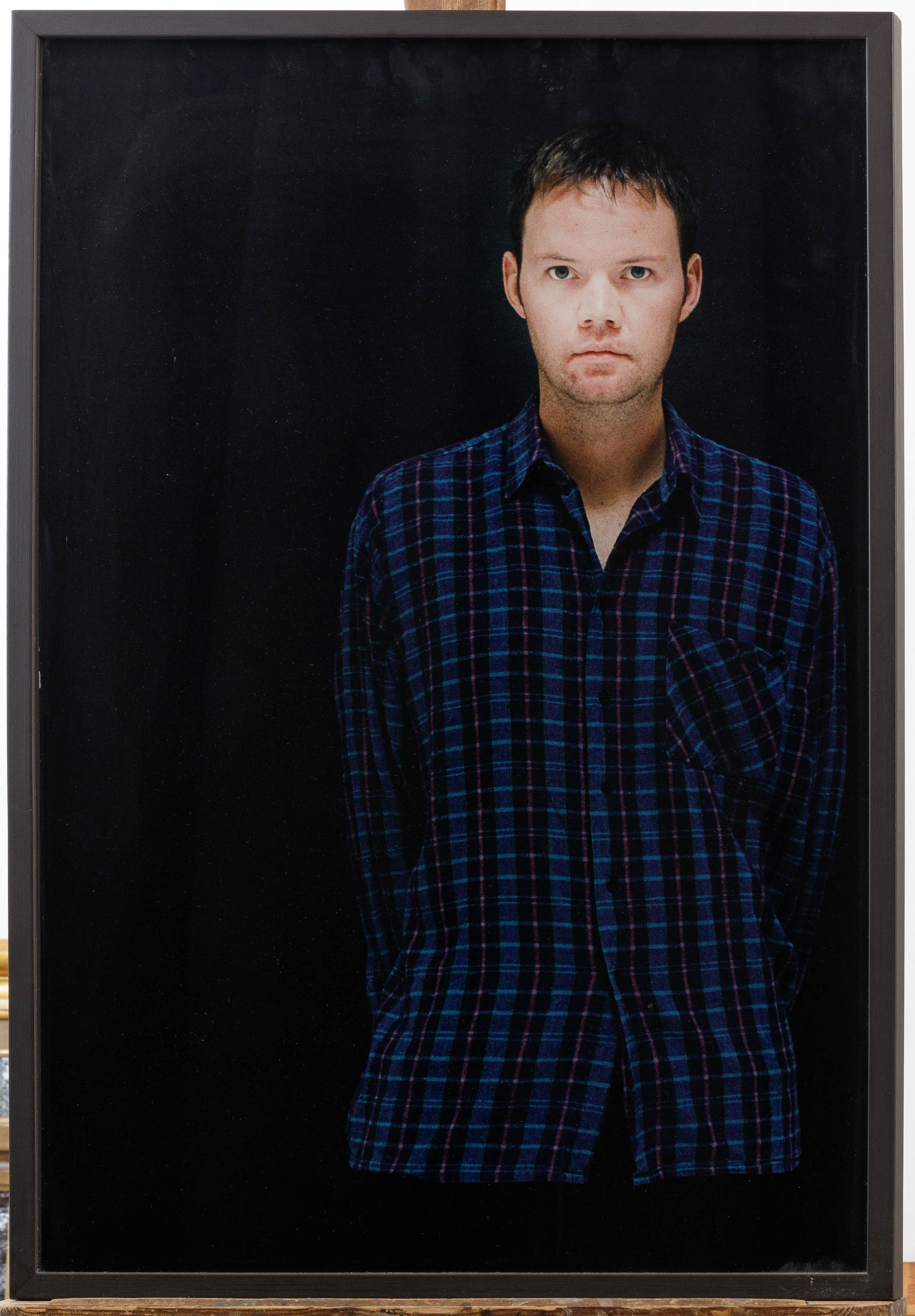 Hentie Merwe | Self-portrait in plaid shirt (no.1) (2003) | MutualArt