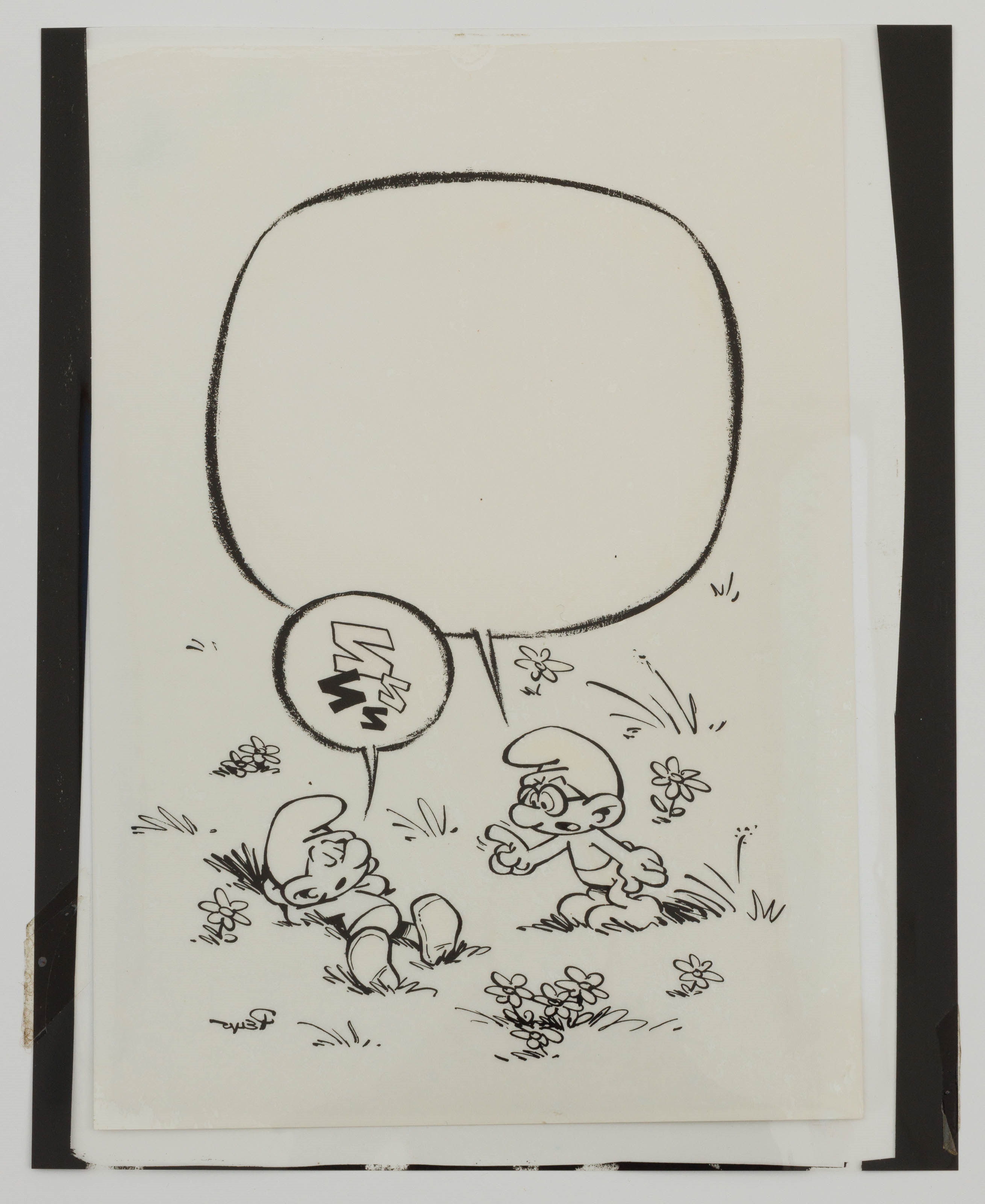 Peyo | Originele tekening van de Smurfen, voor een publicitaire actie ...