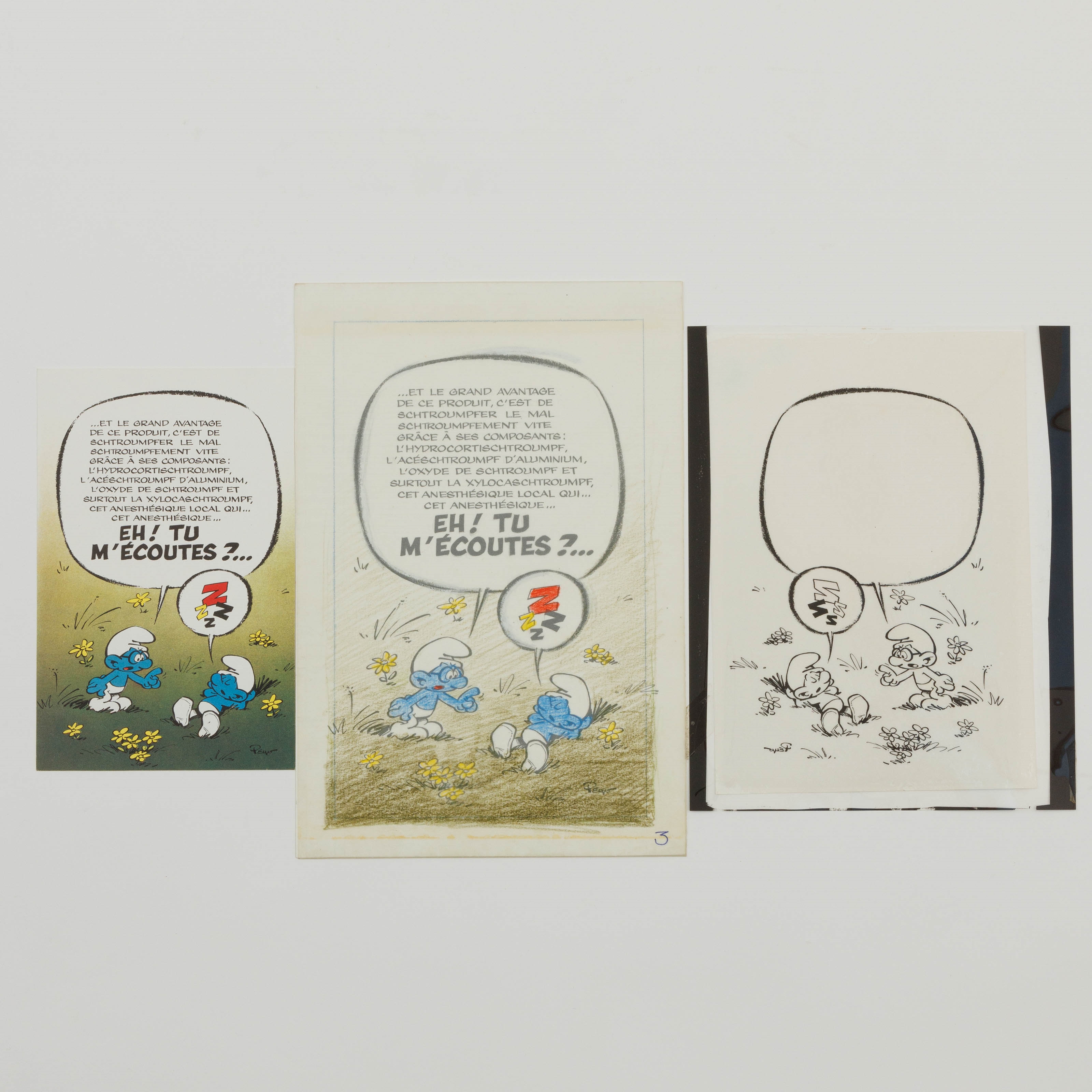 Peyo | Originele tekening van de Smurfen, voor een publicitaire actie ...