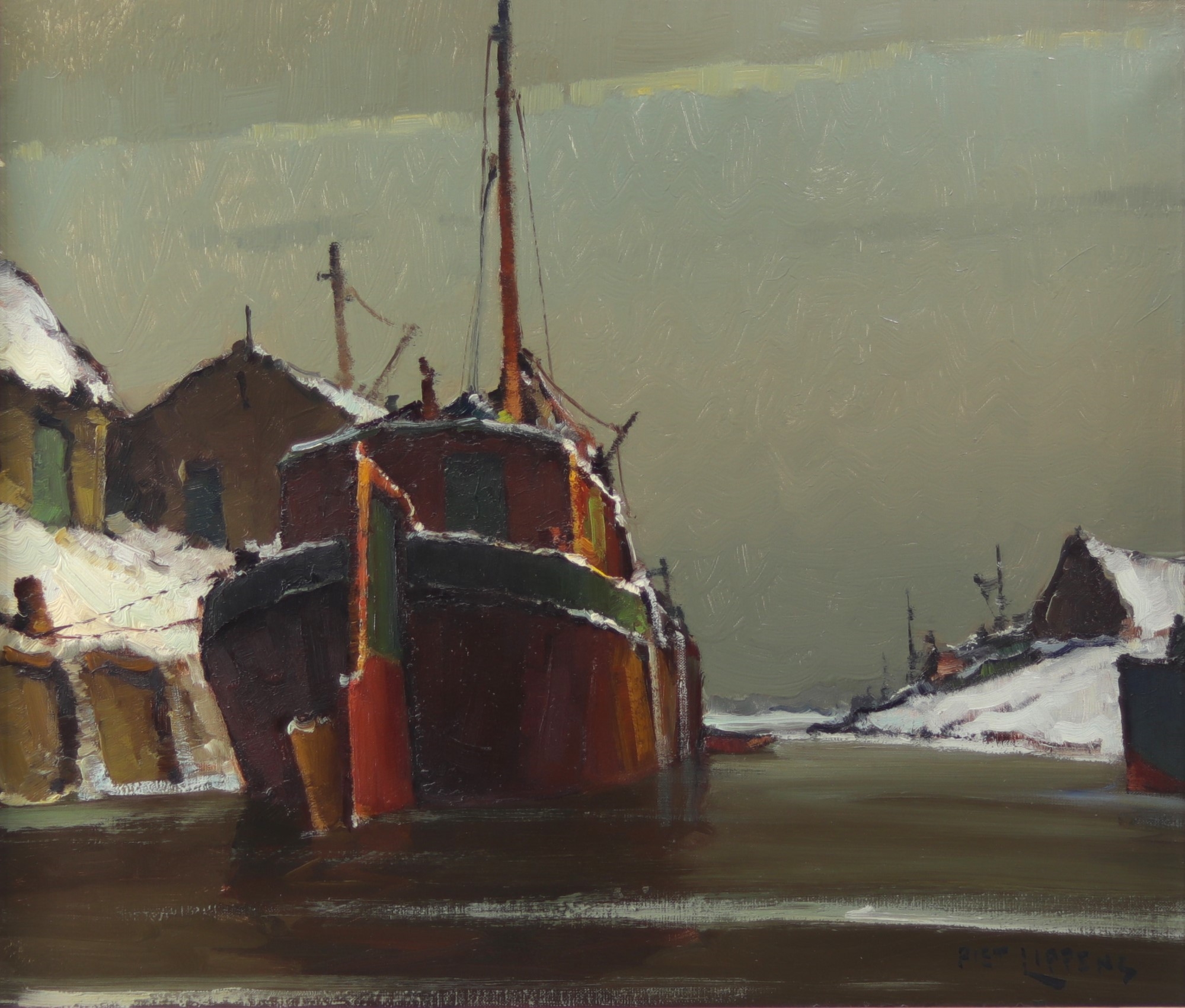 Paul Delvaux | Piet LIPPENS (1890-1981) Oil on canvas boat in a winter ...