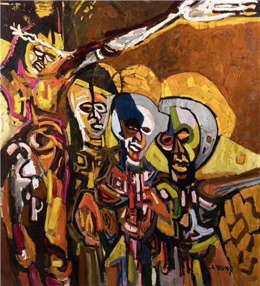 Charles Young | Christ-like Figure and Ancestral Forms (1971) | MutualArt