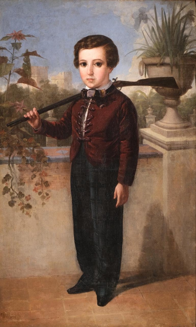 Valeriano Dominguez Bécquer | Niño con escopeta en los Jardines del ...