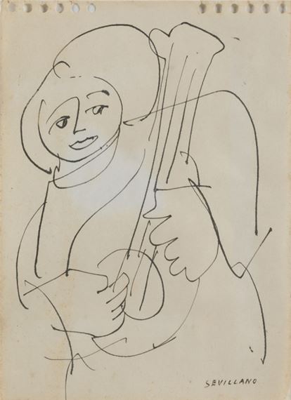 Ángel Sevillano | Figura con mandolina (1942) | MutualArt