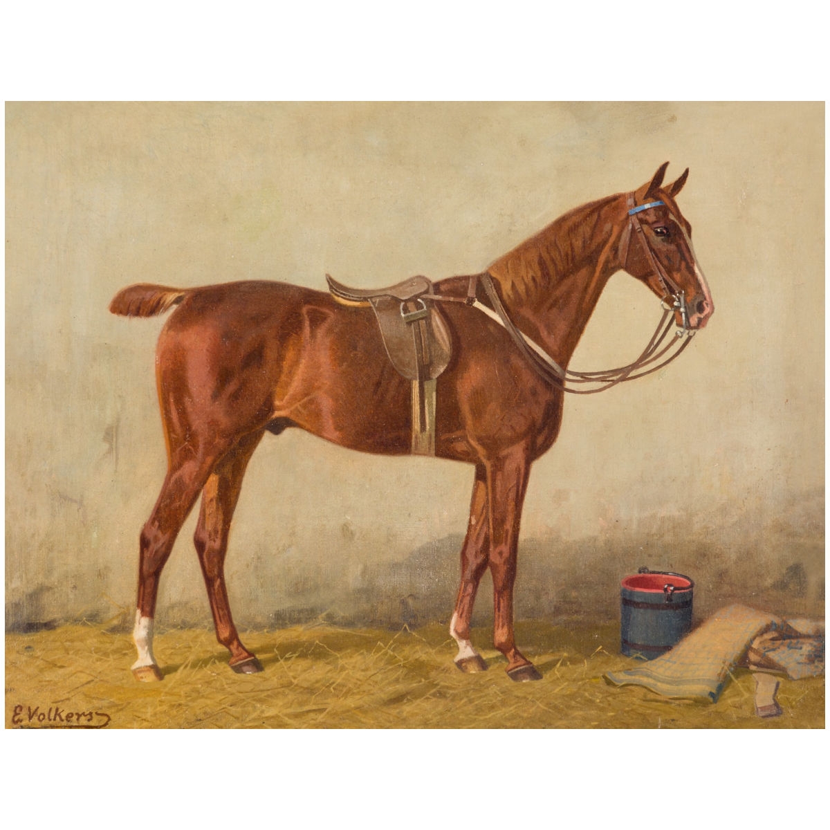 Emil Volkers | Tournament horse in the stable. (1831) | MutualArt