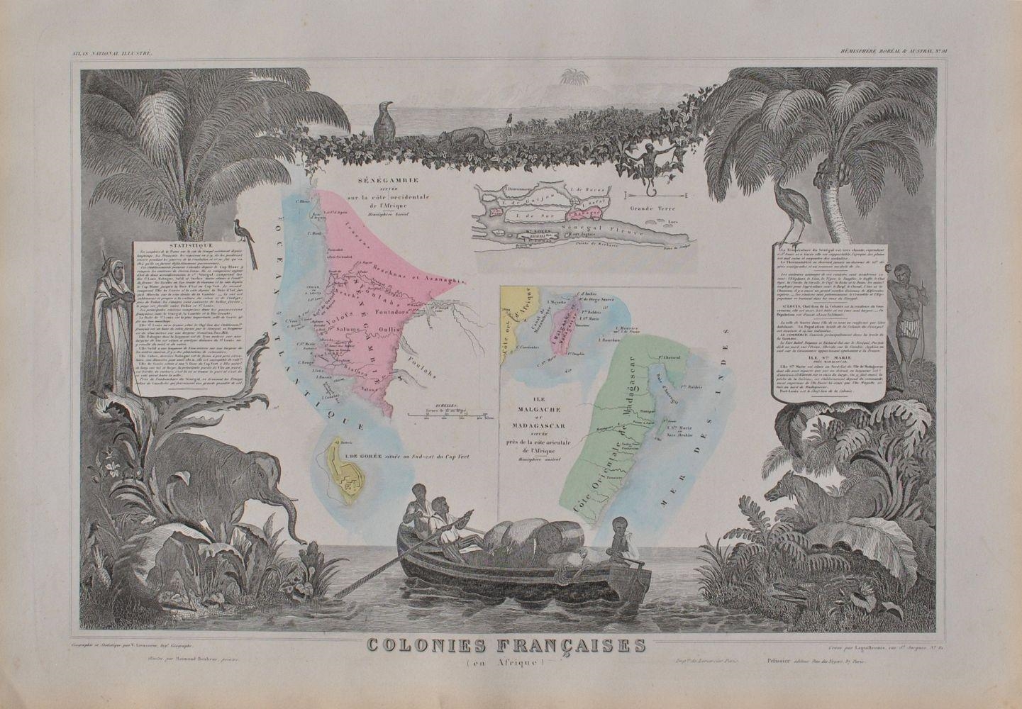 Victor Levasseur | Old map of Madagascar and Senegambia (1869) | MutualArt