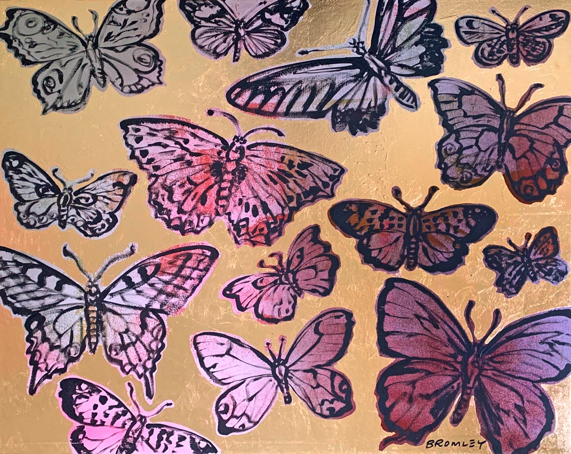 David Bromley | Butterflies - Gold and Red | MutualArt