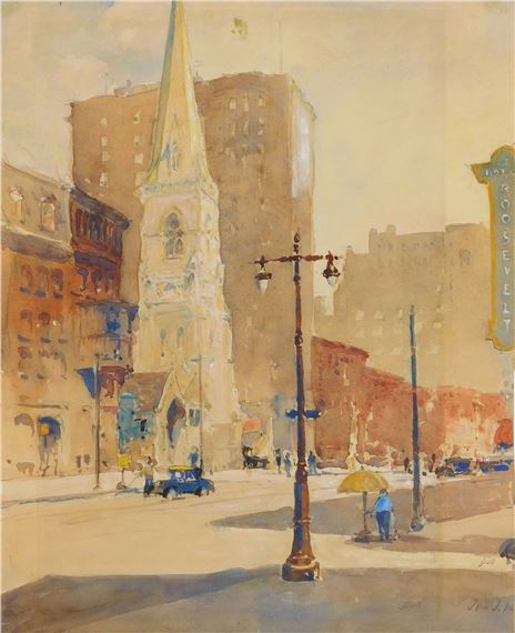 John Dull | City Street Scene | MutualArt