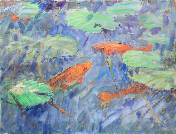 Jeffrey Pratt | Goldfish and lily pads | MutualArt